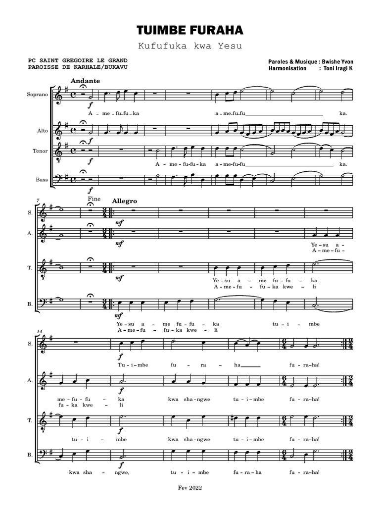 Tuimbe - Furaha - Yvon & Toni VRAI | PDF