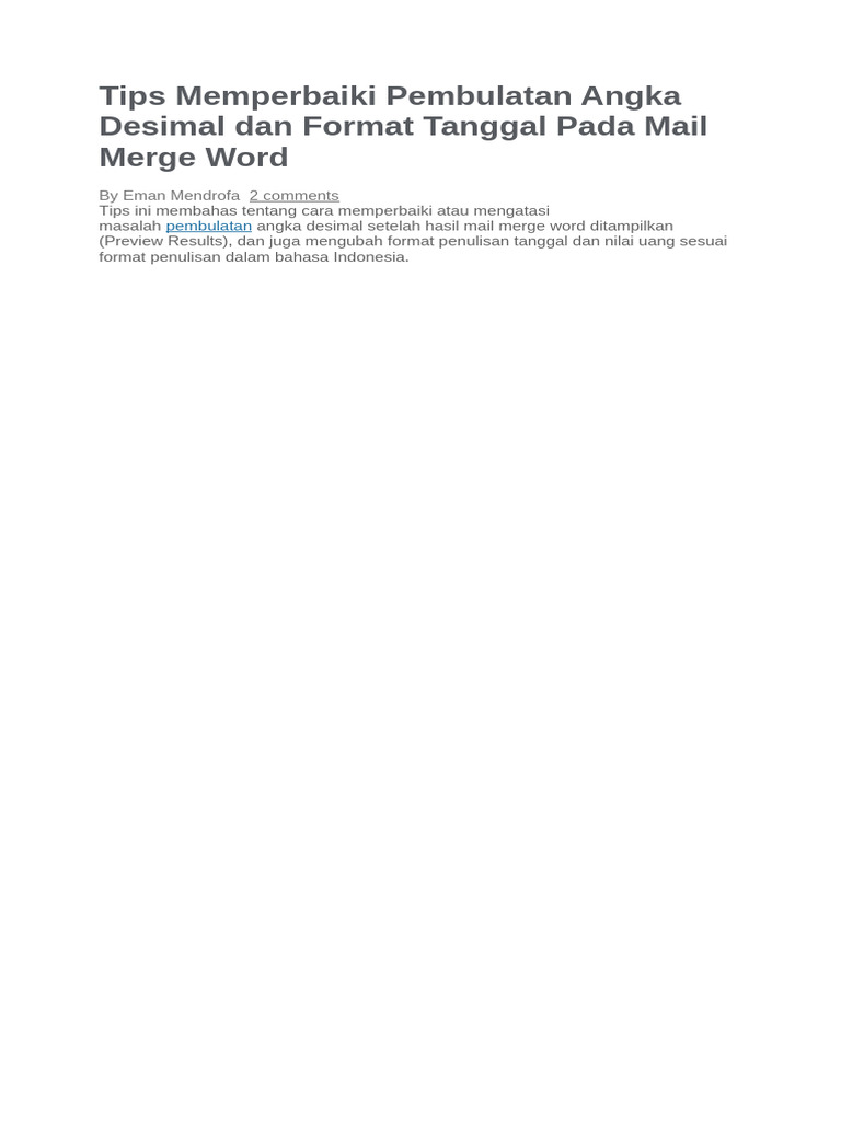 Tips Memperbaiki Pembulatan Angka Desimal Dan Format Tanggal Pada Mail ...