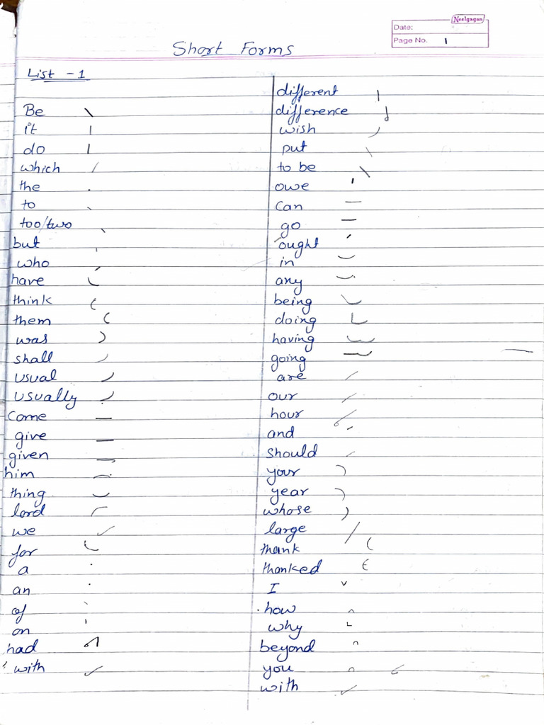Shorthand - Short Forms | PDF
