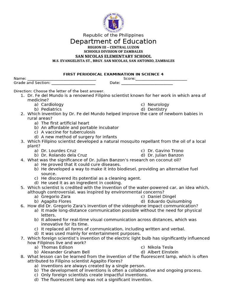 SCIENCE 1st Periodical Test | PDF