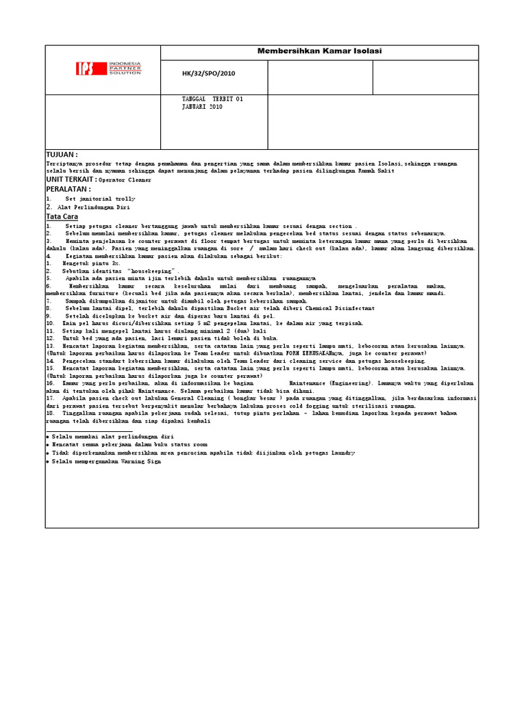 SPO Isolasi | PDF