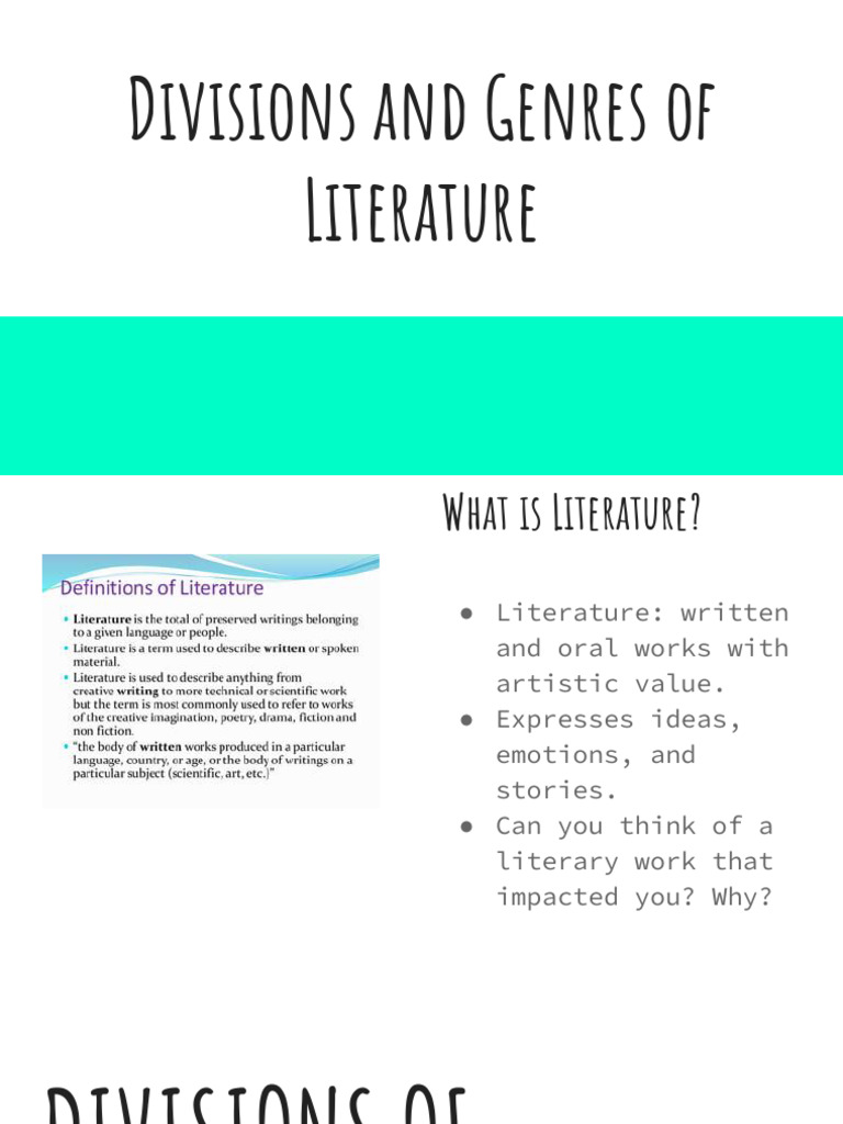 Divisions and Genres of Literature | PDF | Poetry | Narrative