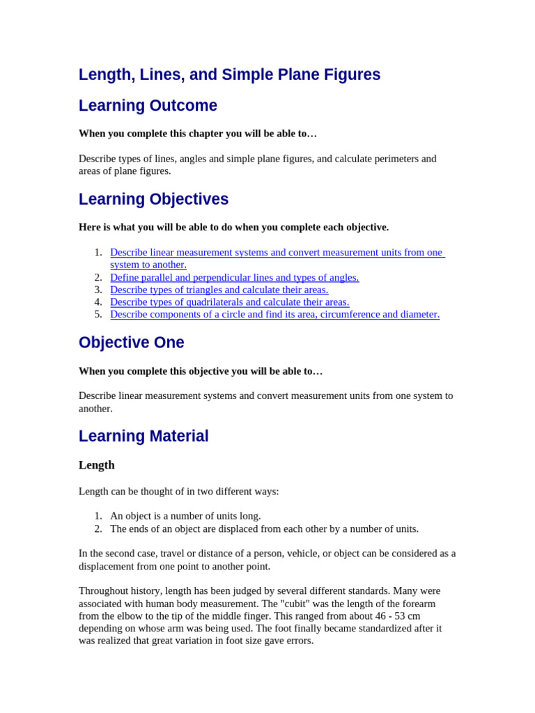 C6 Length Lines Plane Figures | PDF