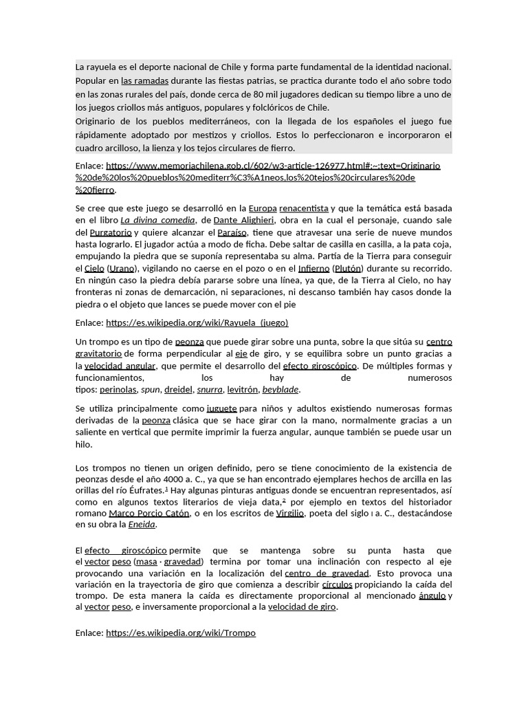 La Rayuela Es El Deporte Nacional de Chile y Forma Parte Fundamental de ...