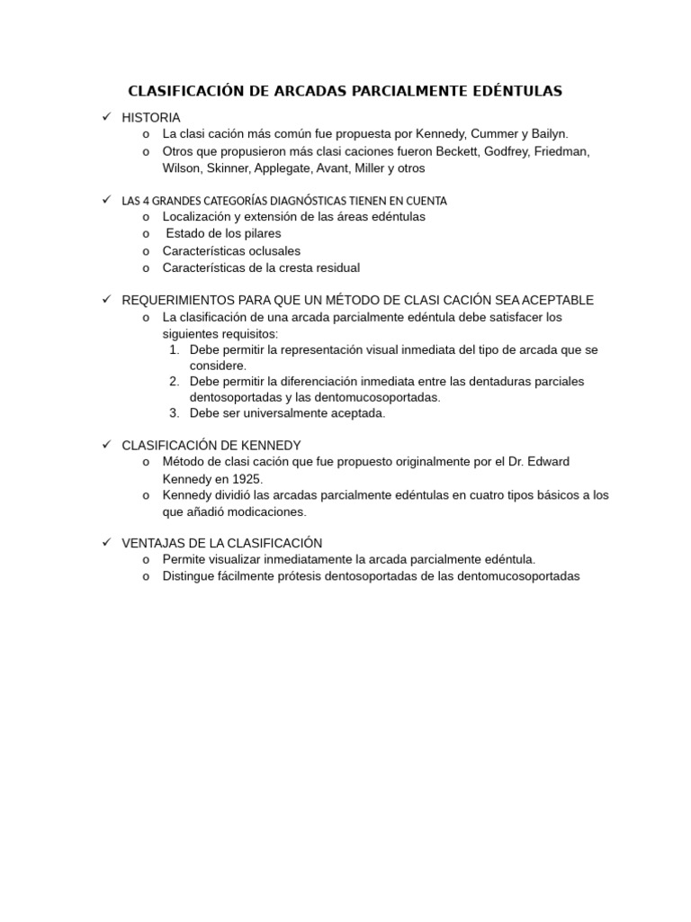 Clasificación de Arcadas Parcialmente Edéntulas | PDF