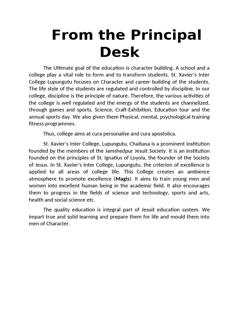 From The Principal Desk | PDF