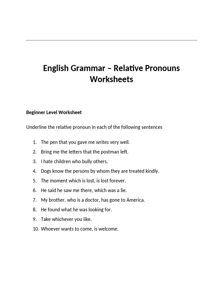 relative-pronouns-worksheets | PDF