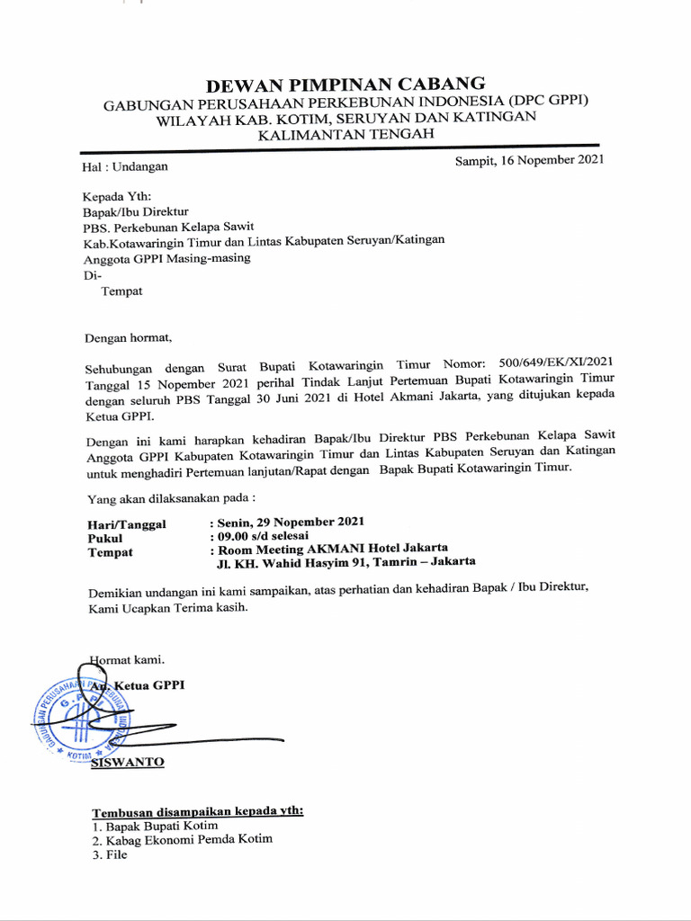 Undangan Gppi Nopember 2021 | PDF