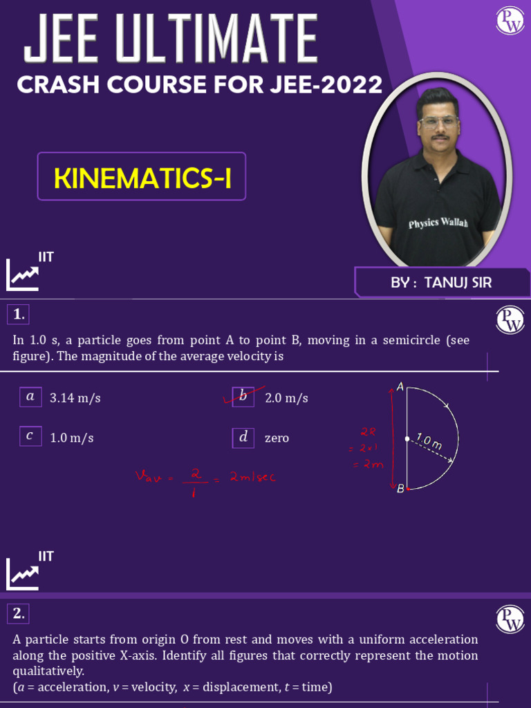 001) Kinematics - 1D - DPP 01 Solution Notes NA | PDF
