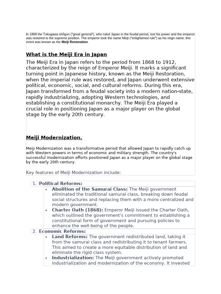 What Is The Meiji Era in Japan | PDF