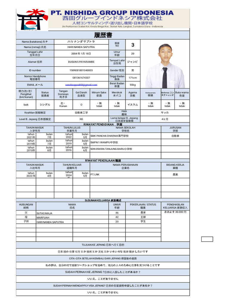 CV Hari Nanda Saputra | PDF