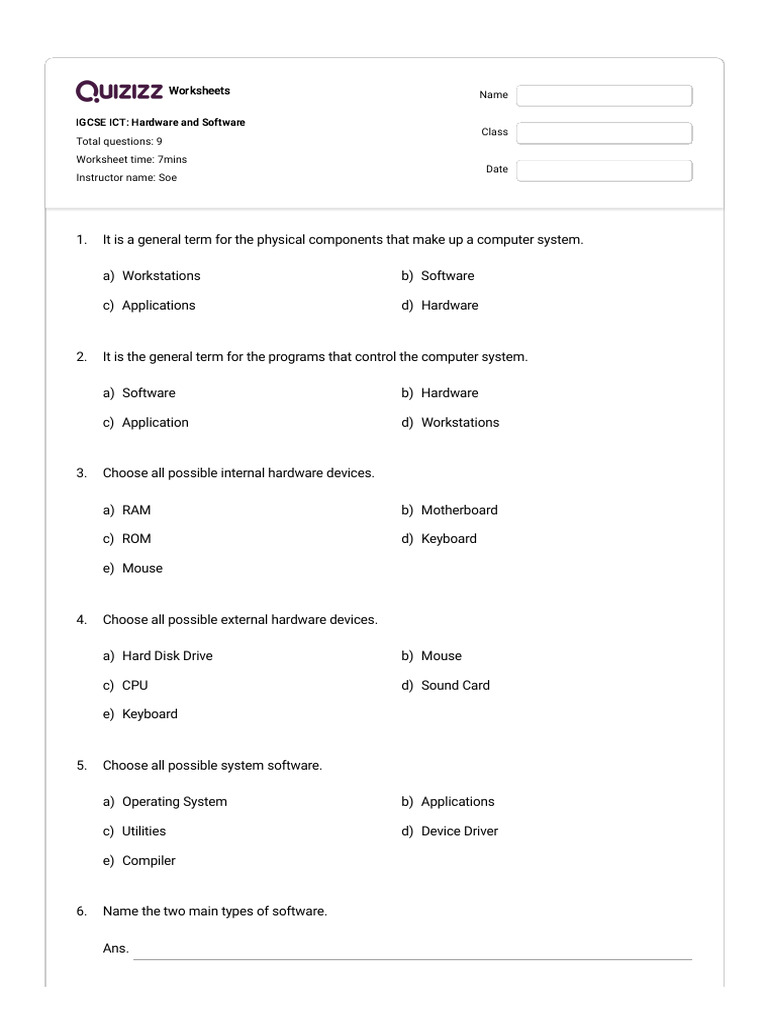 IGCSE ICT - Hardware and Software | PDF | Computers