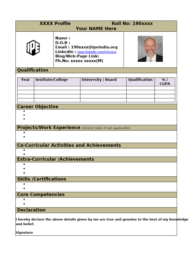 CV Format Used in Demo | PDF