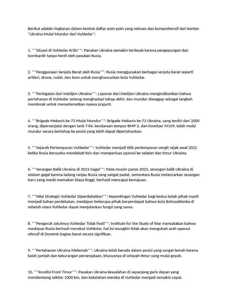 Berikut Adalah Ringkasan Dalam Bentuk Daftar Poin-Poin Yang Relevan Dan Komprehensif Dari Konten ...