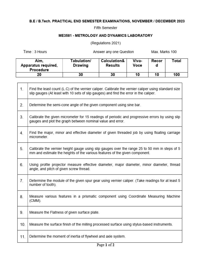 Me3581-Set 2 | PDF | Metrology | Teaching Methods & Materials