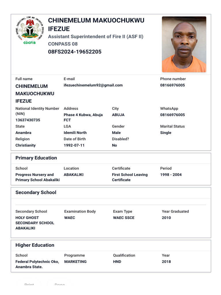 Fire Officer Profile: Chinemelum Ifezue | PDF