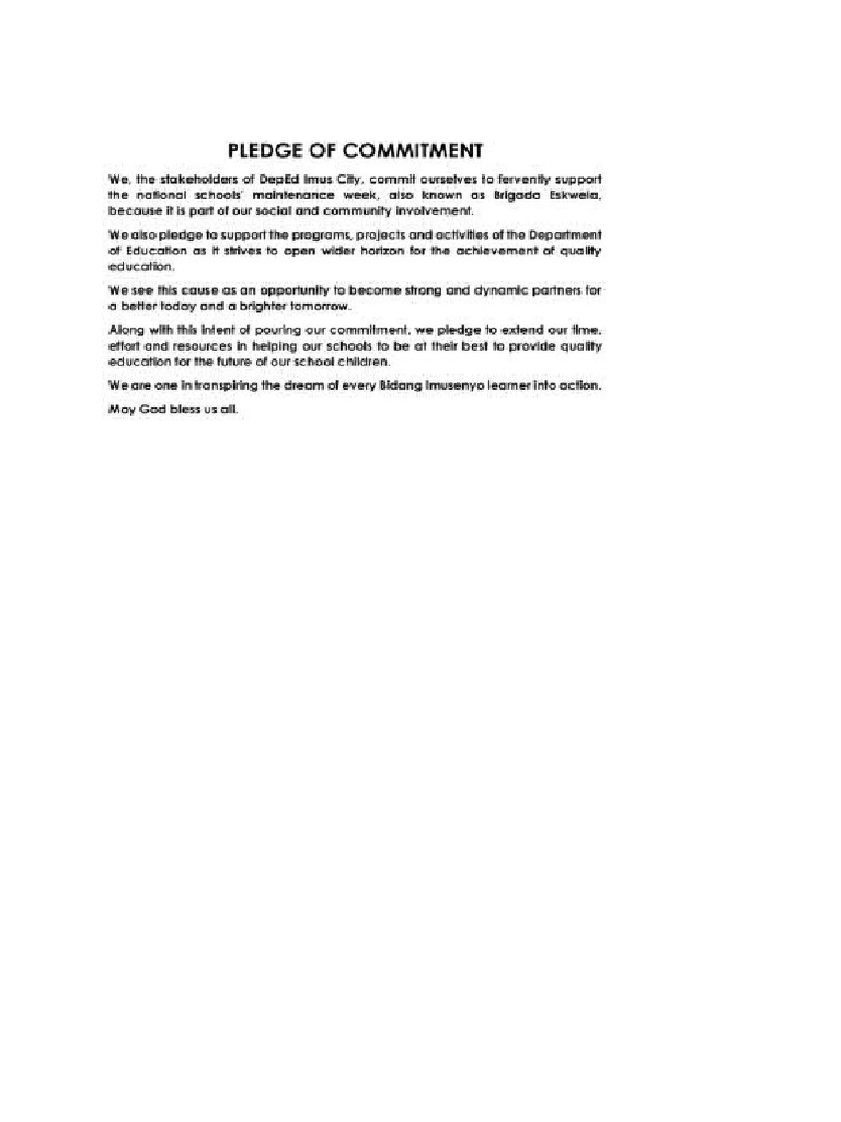 Pledge of Commitment | PDF