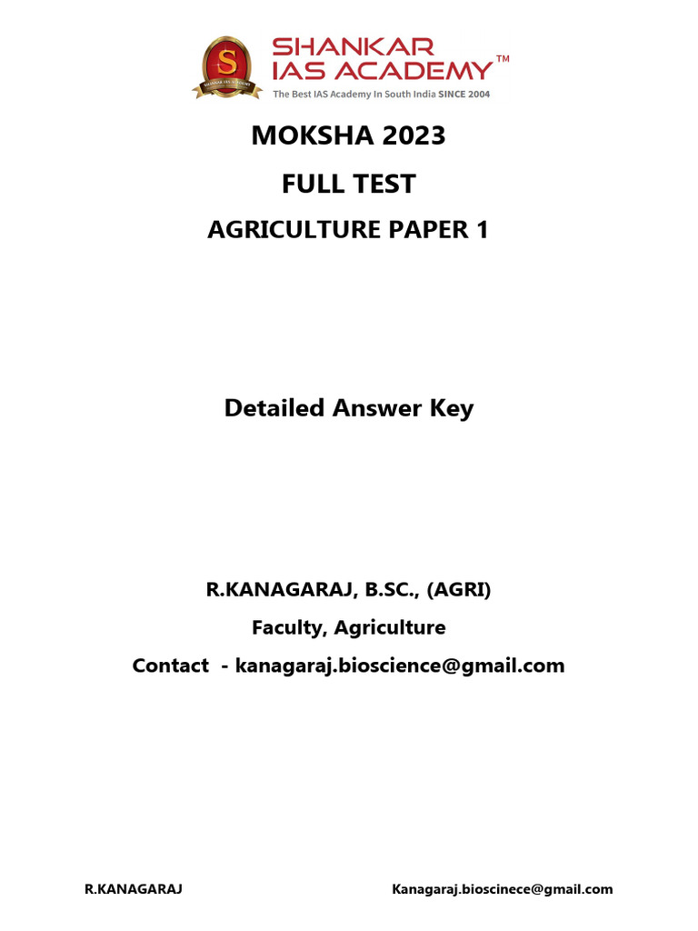 Full Test Paper 1 Detailed Answers | PDF