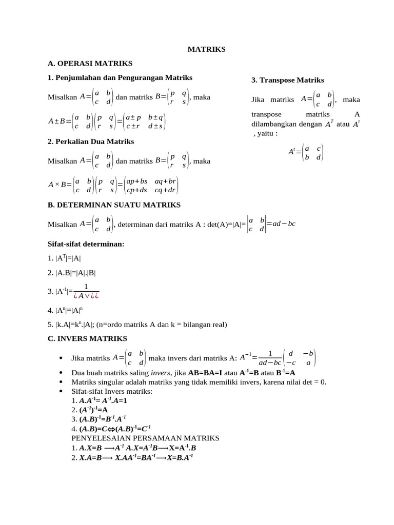 Materi MATRIKS | PDF
