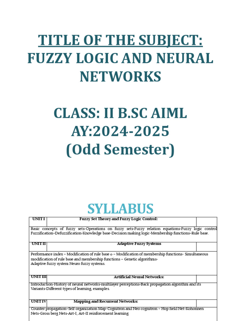 Fuzzy-Logic Unit 1 Presentation | PDF