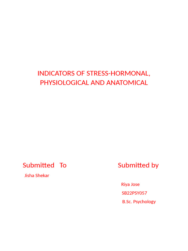 Indicators of Stress | PDF | Stress (Biology) | Estrogen