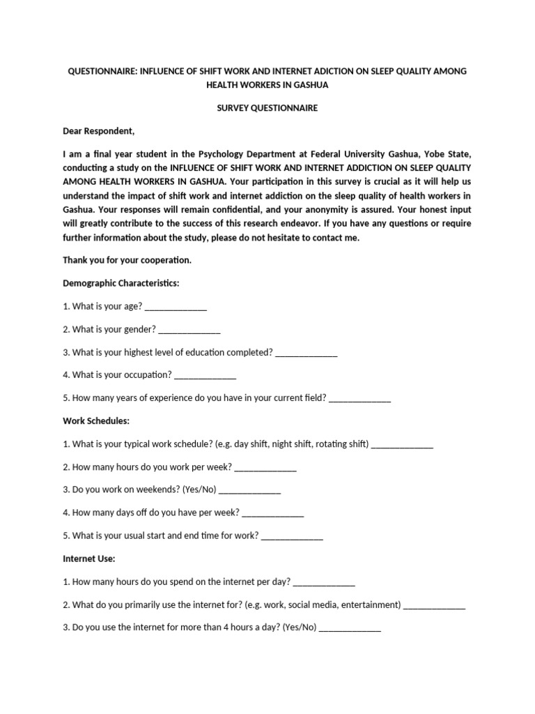 Questionnaire (Internet) | PDF