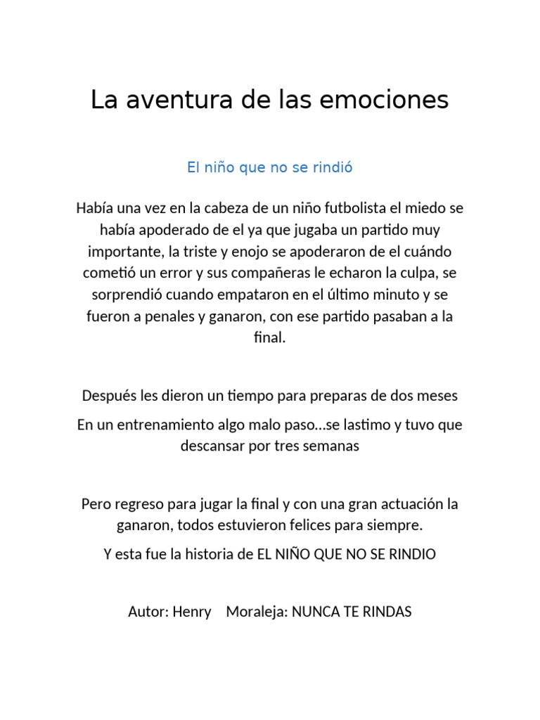 La Aventura de Las Emociones Tarea Socioemocional | PDF