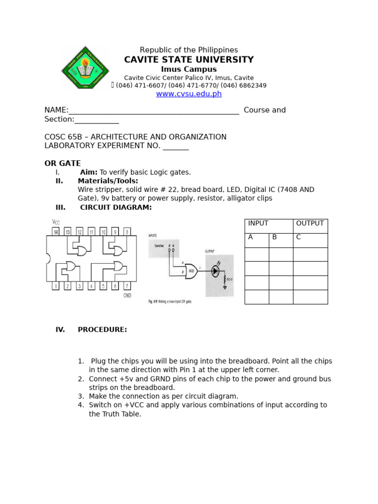 LAB Experiment 2 OR Gate | PDF | Computers