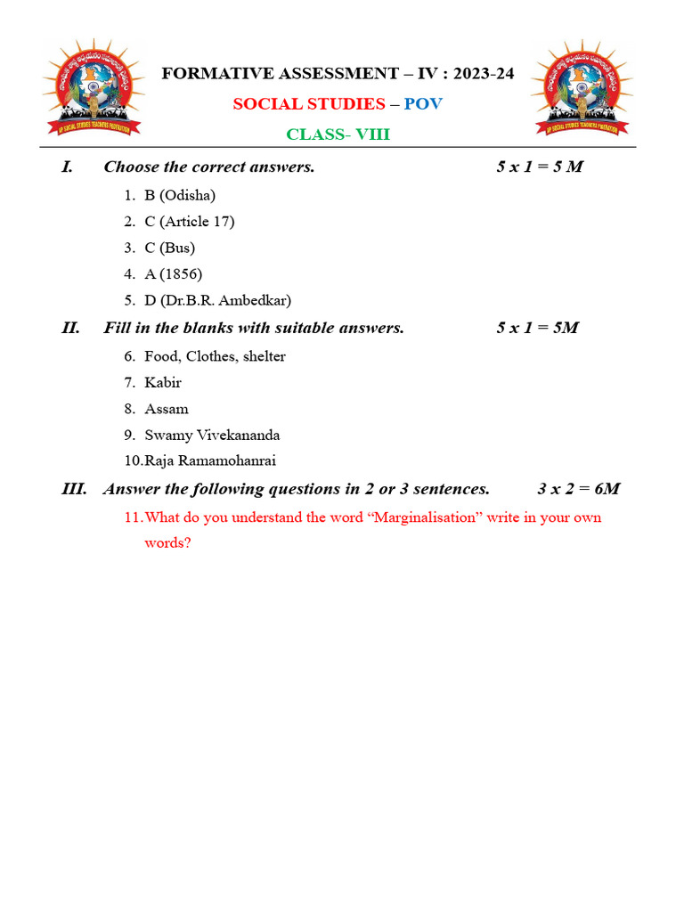 8th Class FA4 Social Studies Paper 2025 | PDF | Justice | Crime & Violence