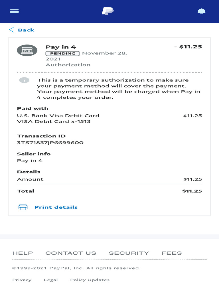 PayPal Transaction Details | PDF