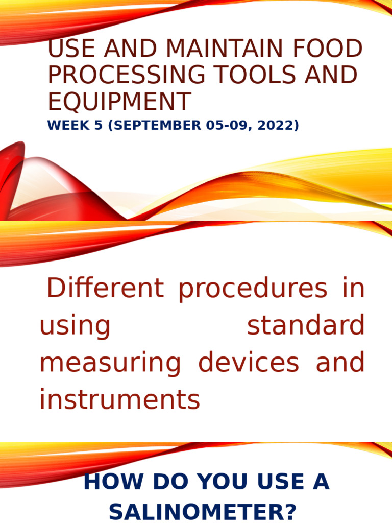 WEEK5 Use and Maintain Food Processing Tools and Equipment | PDF ...