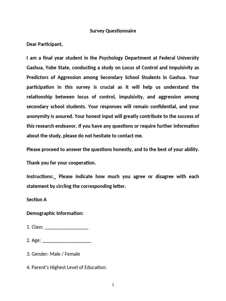 Updated Questionnaire | PDF