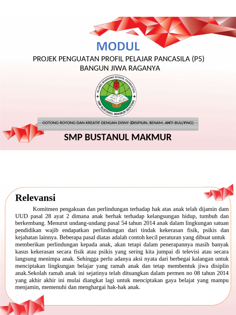 Modul P5 Bangunlah Jiwa Dan Raganya SMP | PDF