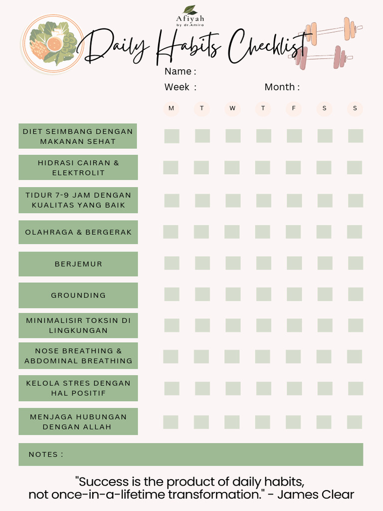 Daily Habits Checklist | PDF