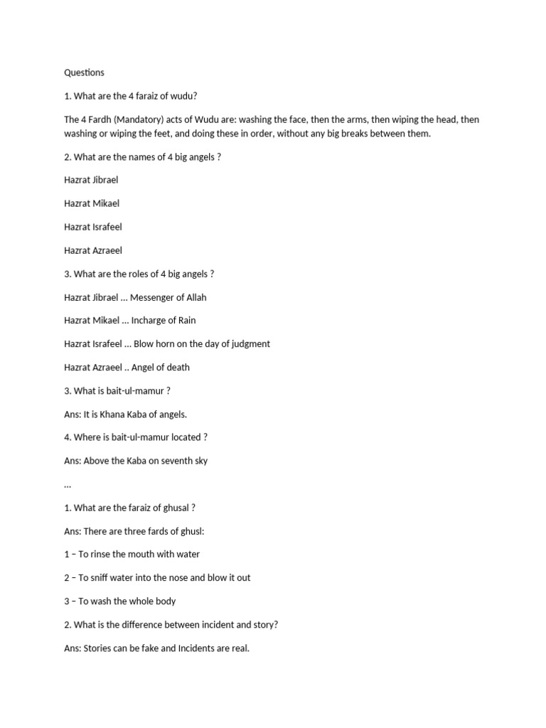 Islamiat Class Notes KIDS | PDF