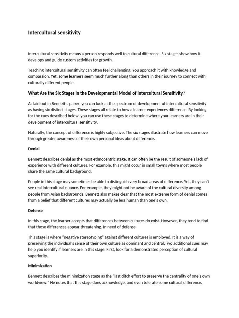 Intercultural Sensitivity | PDF