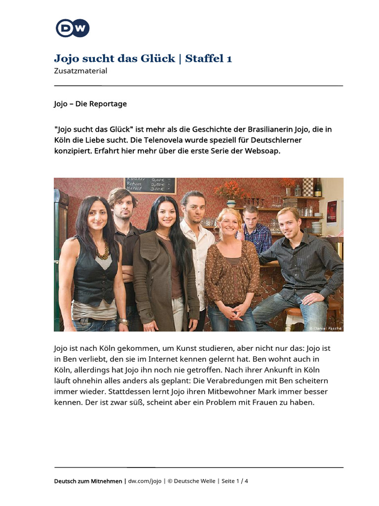 Jojo Staffel 1 Jojo Die Reportage Zusatzmaterial | PDF