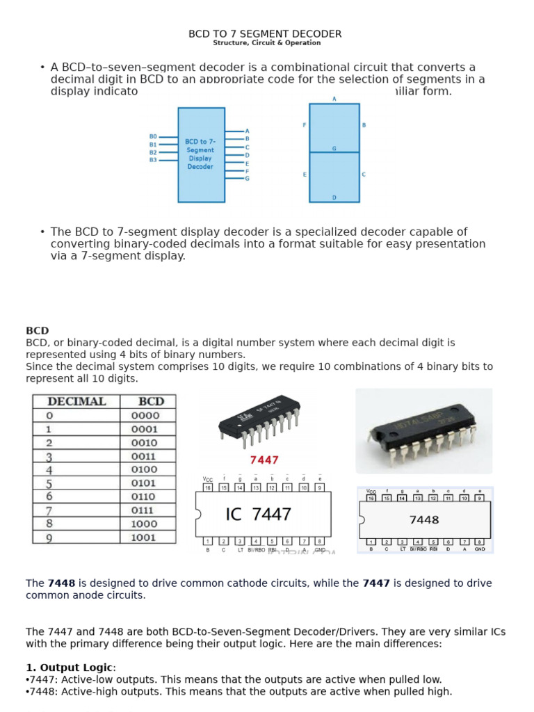 BCD To 7 Segment Decoder | PDF