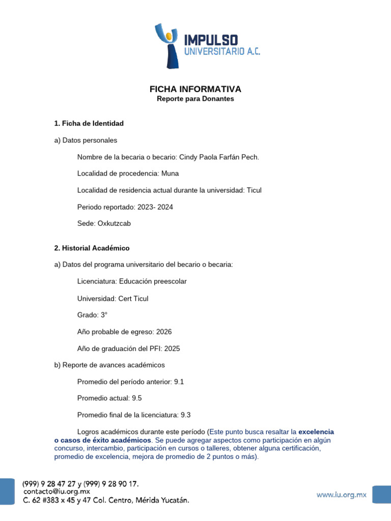 Formato Ficha Informativa | PDF