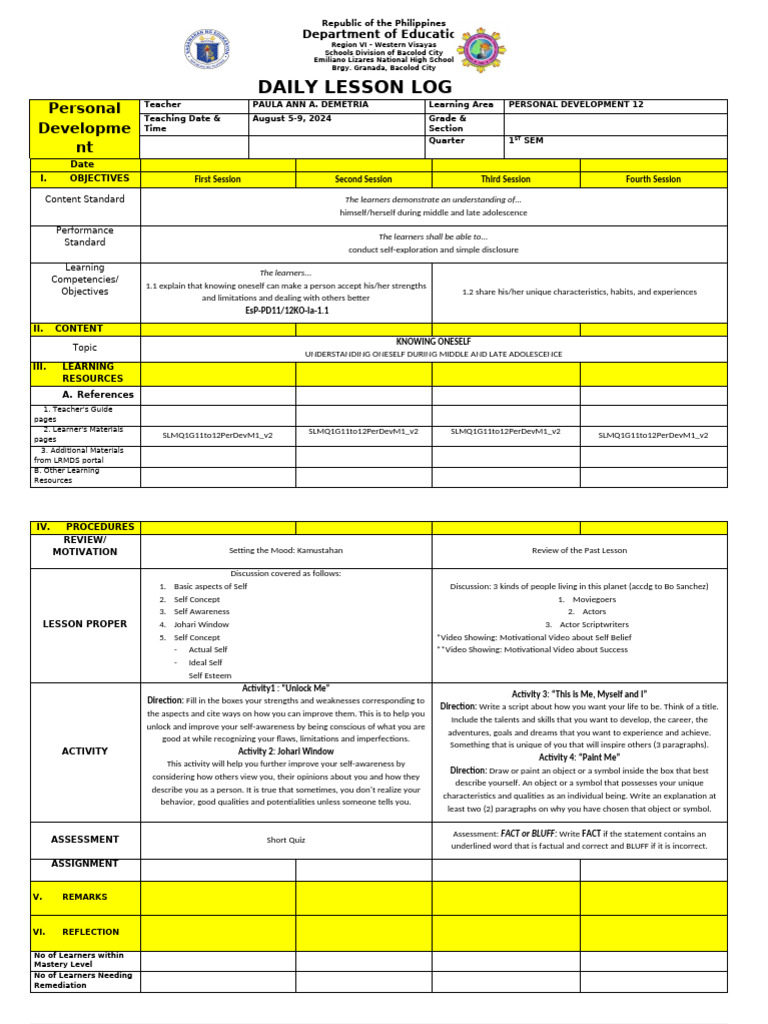 Q1-Perdev DLL | PDF | Self Awareness | Learning
