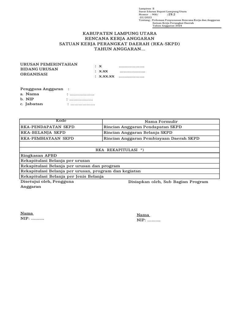 Format Rka Dan RKBMD Baru | PDF