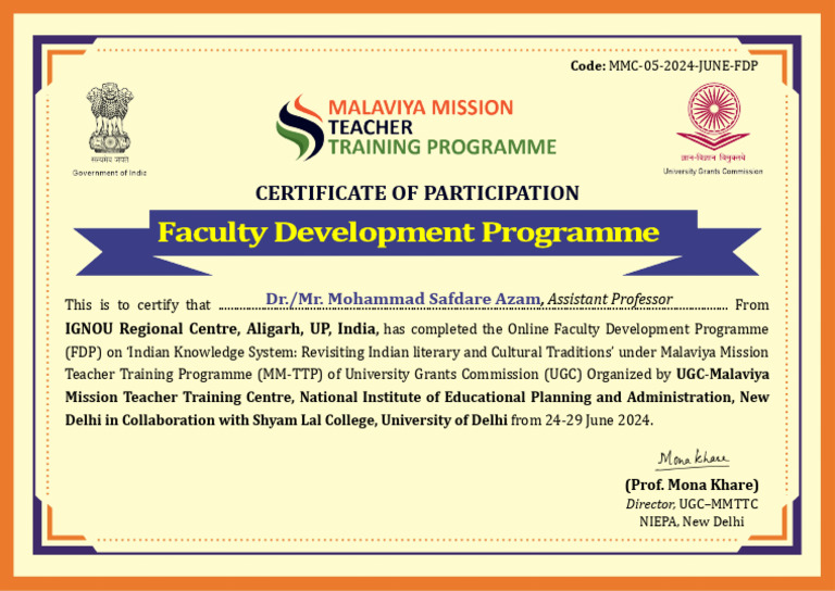 e-Certificate-FDP 24 - 29 June 2024 | PDF