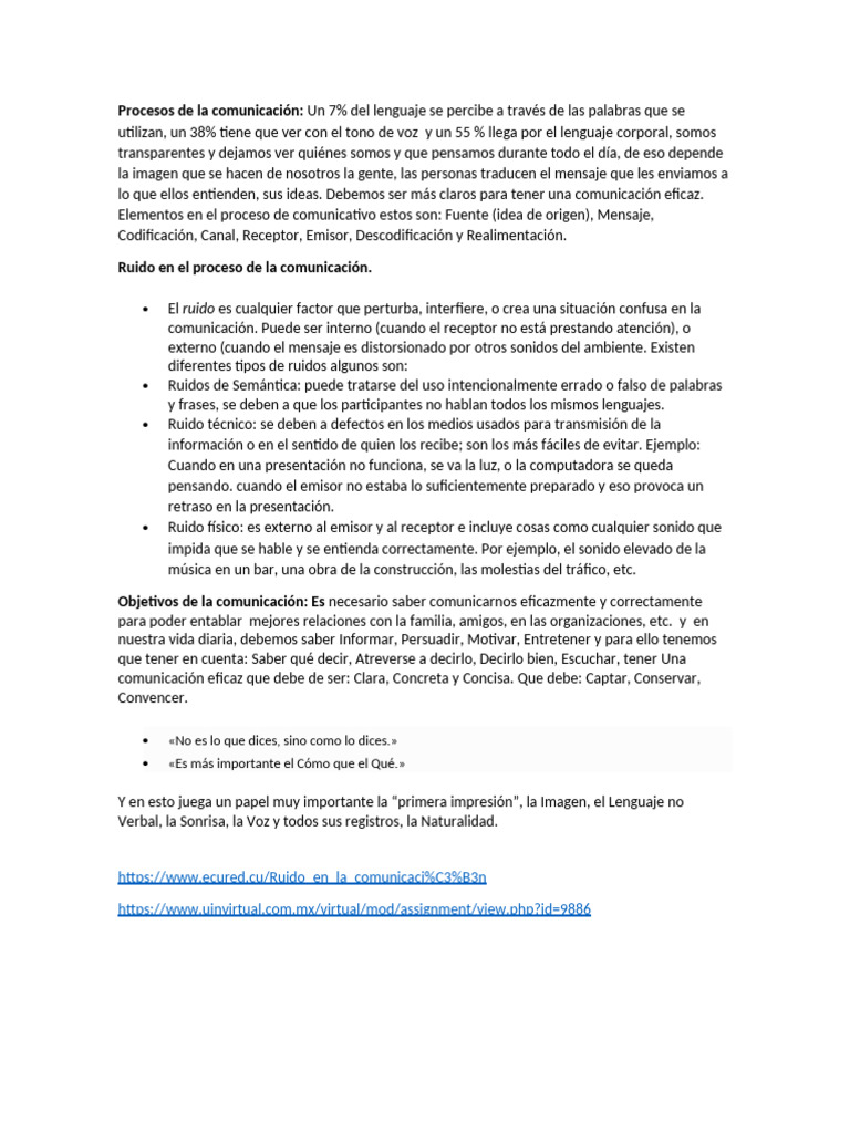 Procesos de la comunicación ACT. 2 COMENTARIO SUBIRLOA PLATAFORMA | PDF