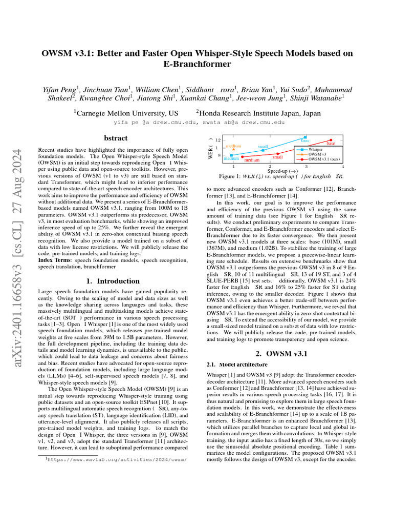 OWSM v3.1 | PDF