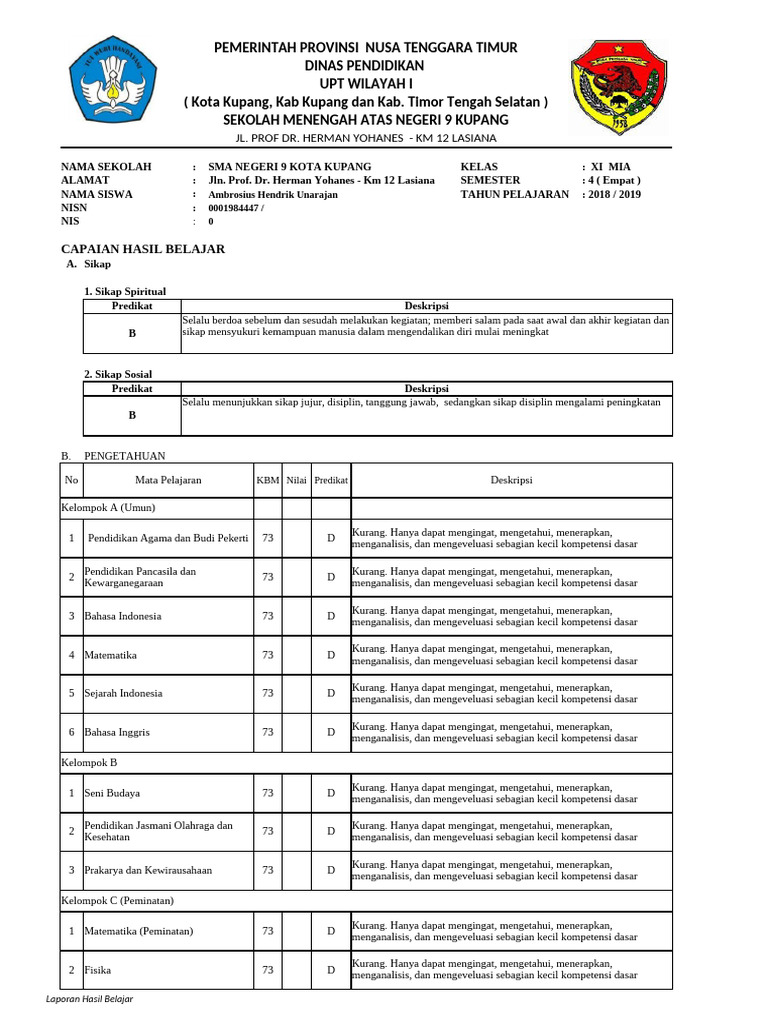 Raport Mesri Ga Radja | PDF
