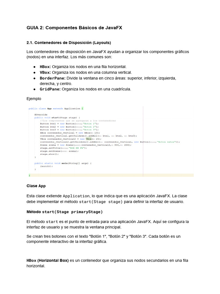 Guia 2 - Componentes Basico Java FX | PDF