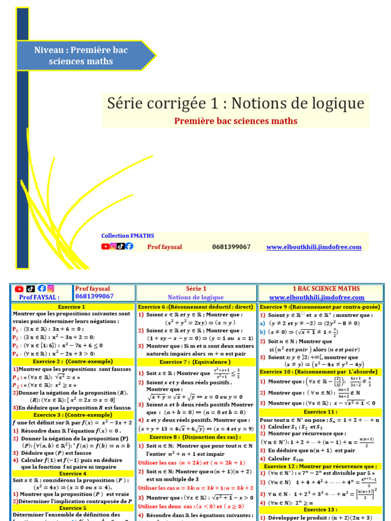 Série 1 CORR Ogique 1bac Biof 25 SM | PDF