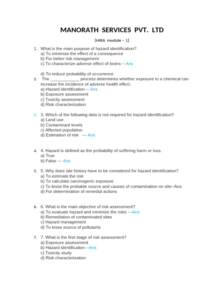 HIRA Module 1 - 4 | PDF