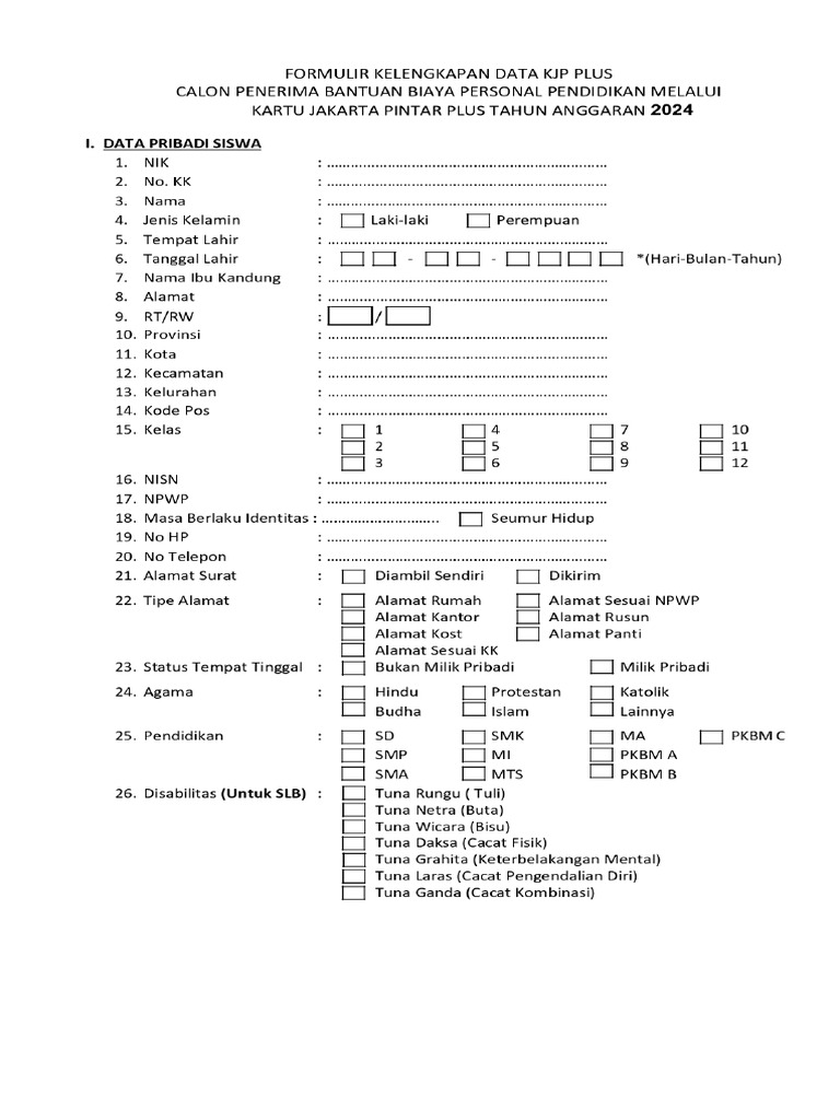 Berkas Pengajuan KJP Tahap 1 Tahun 2024 | PDF