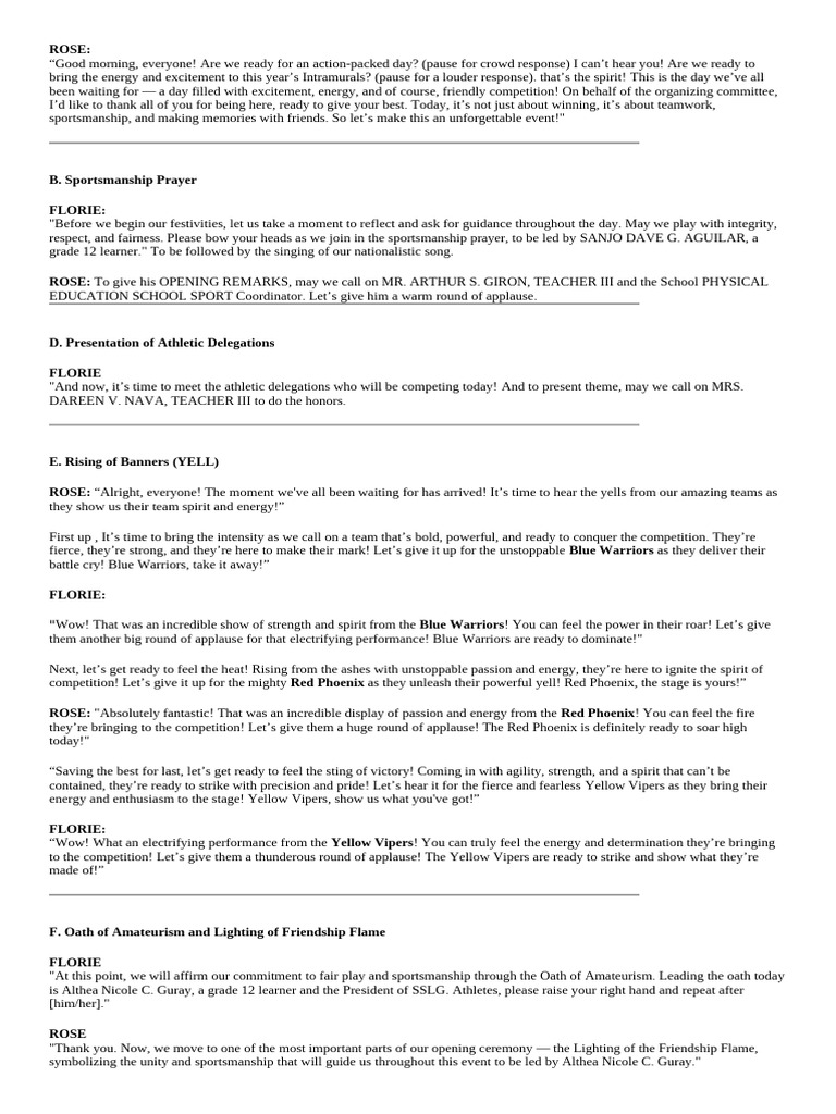 Intrams Script | PDF